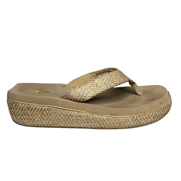Volatile | Shoes | Volatile Womens Tan Island Braided Woven Wedge Thong ...